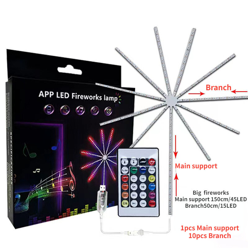 USB Remote control+Bluetooth LED light strip fireworks LED light ...