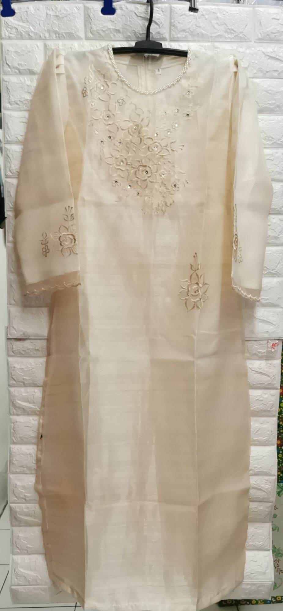 LONG GOWN PINYA ORGANZA FOR BURIAL-ASSORTED EMBROID | Lazada PH