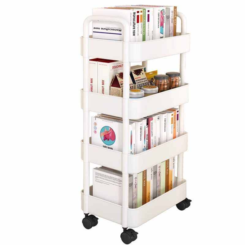Bookshelf under Table Shelf Office Storage Cabinet Movable Trolley ...