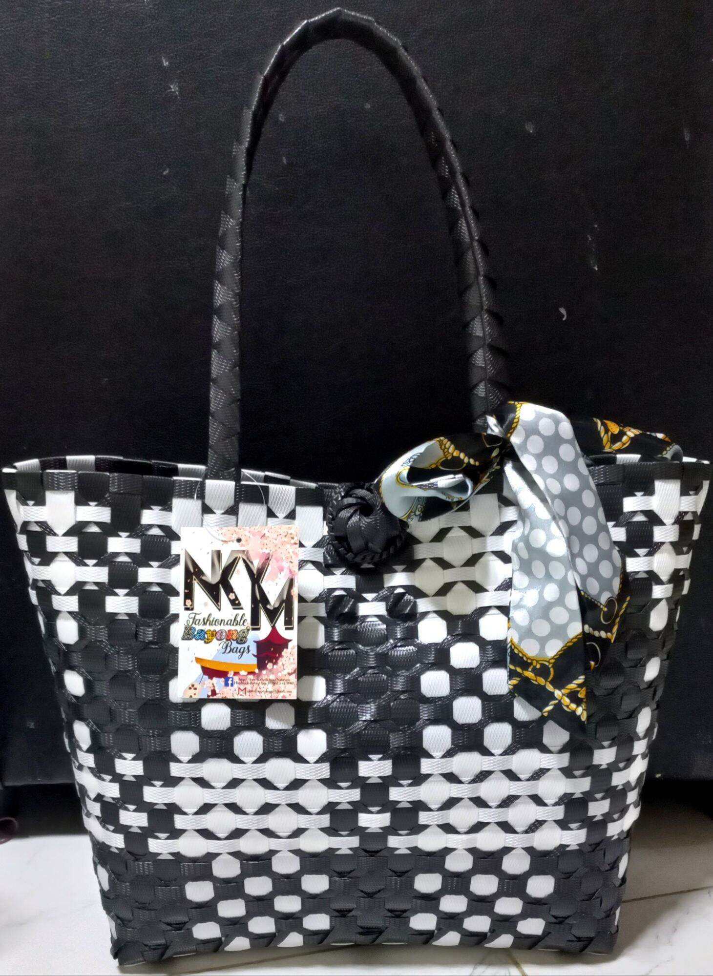 bayong bags scattered polka black white | Lazada PH