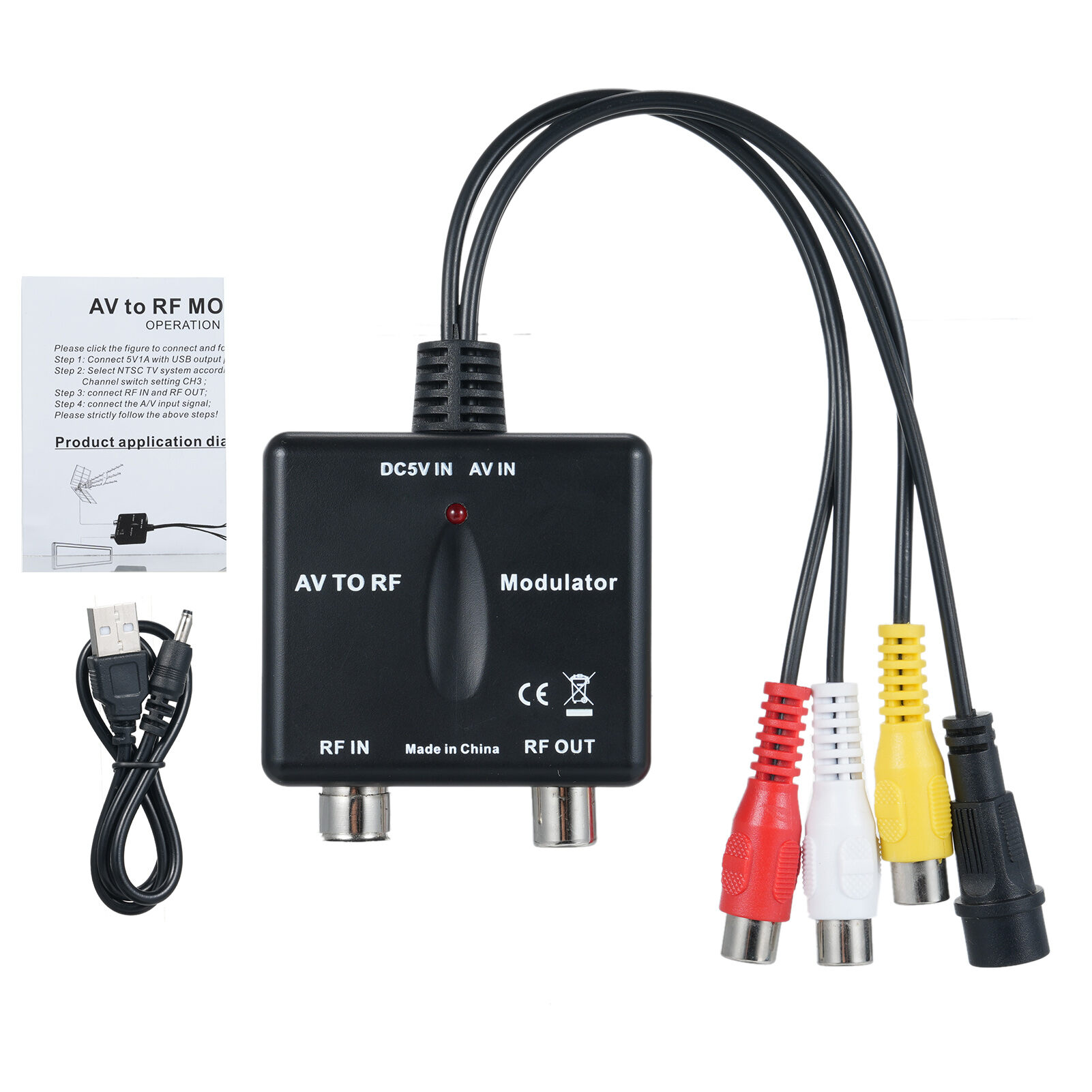 Mini RF Modulator AV To RF Modulator Output NTSC CH3 Channels PLL ...