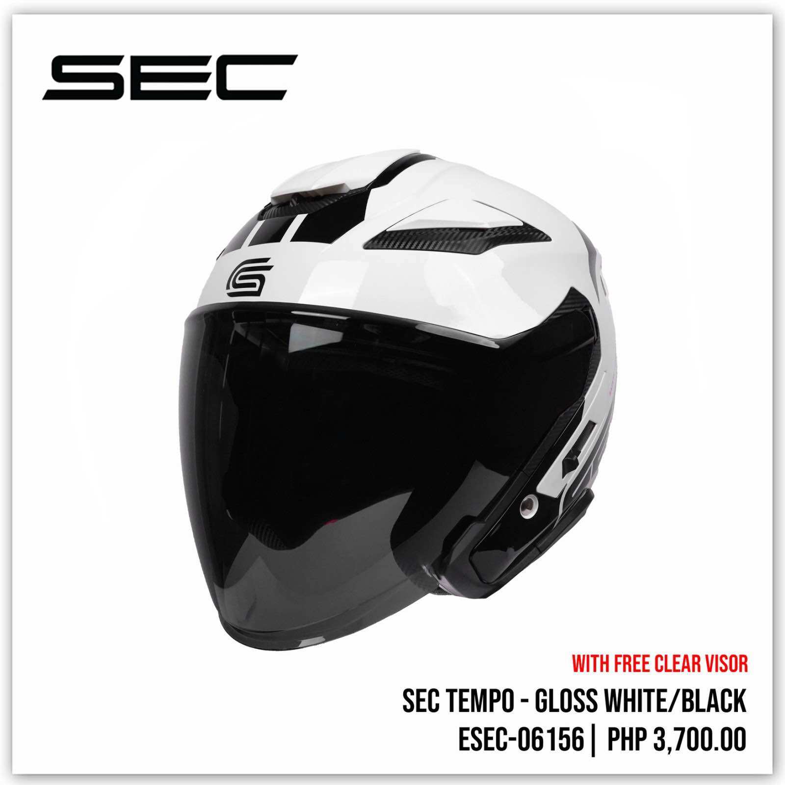 sec half face dual visor helmet tempo with FREE CLEAR VISOR | Lazada PH