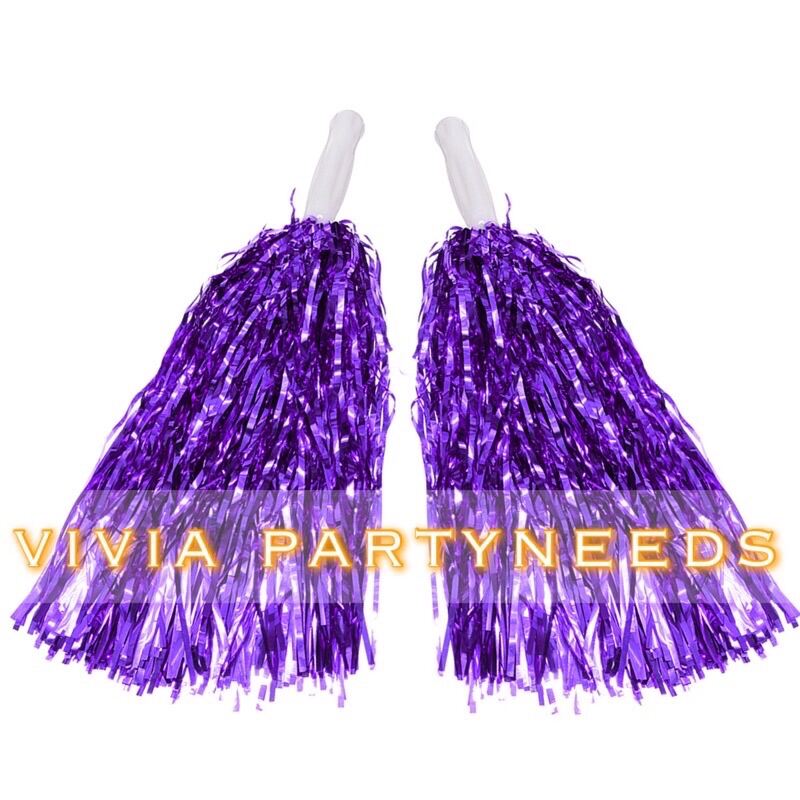 2pcs/set Handle Metallic Cheerleading Dancing Pompoms Streamer Ball ...