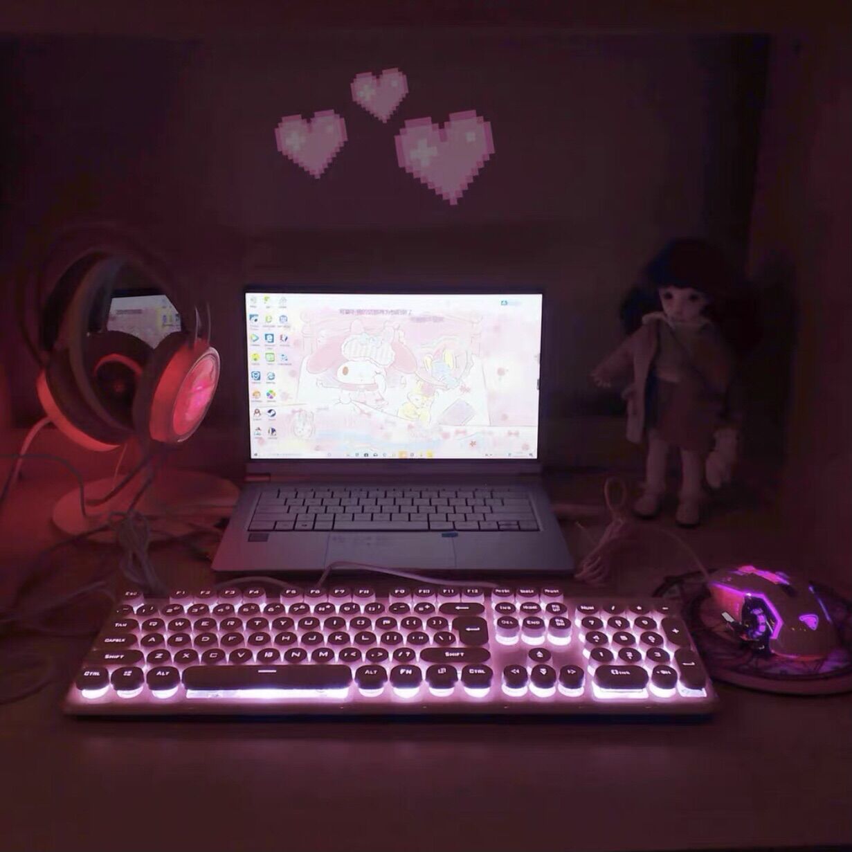 [BUNDLE SET] [Square Keyboard] RGB Headset w/ mic, Keyboard w/ light ...