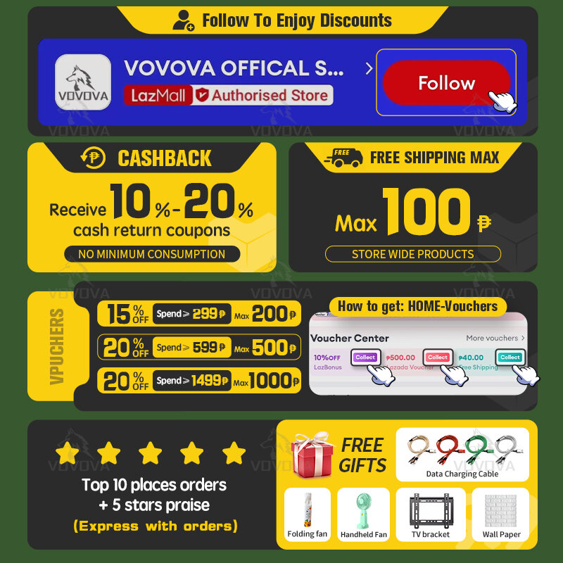 VOVOVA Smart TV 50/32/30/22/19inch HD LED Flat Screen Google TV with ...