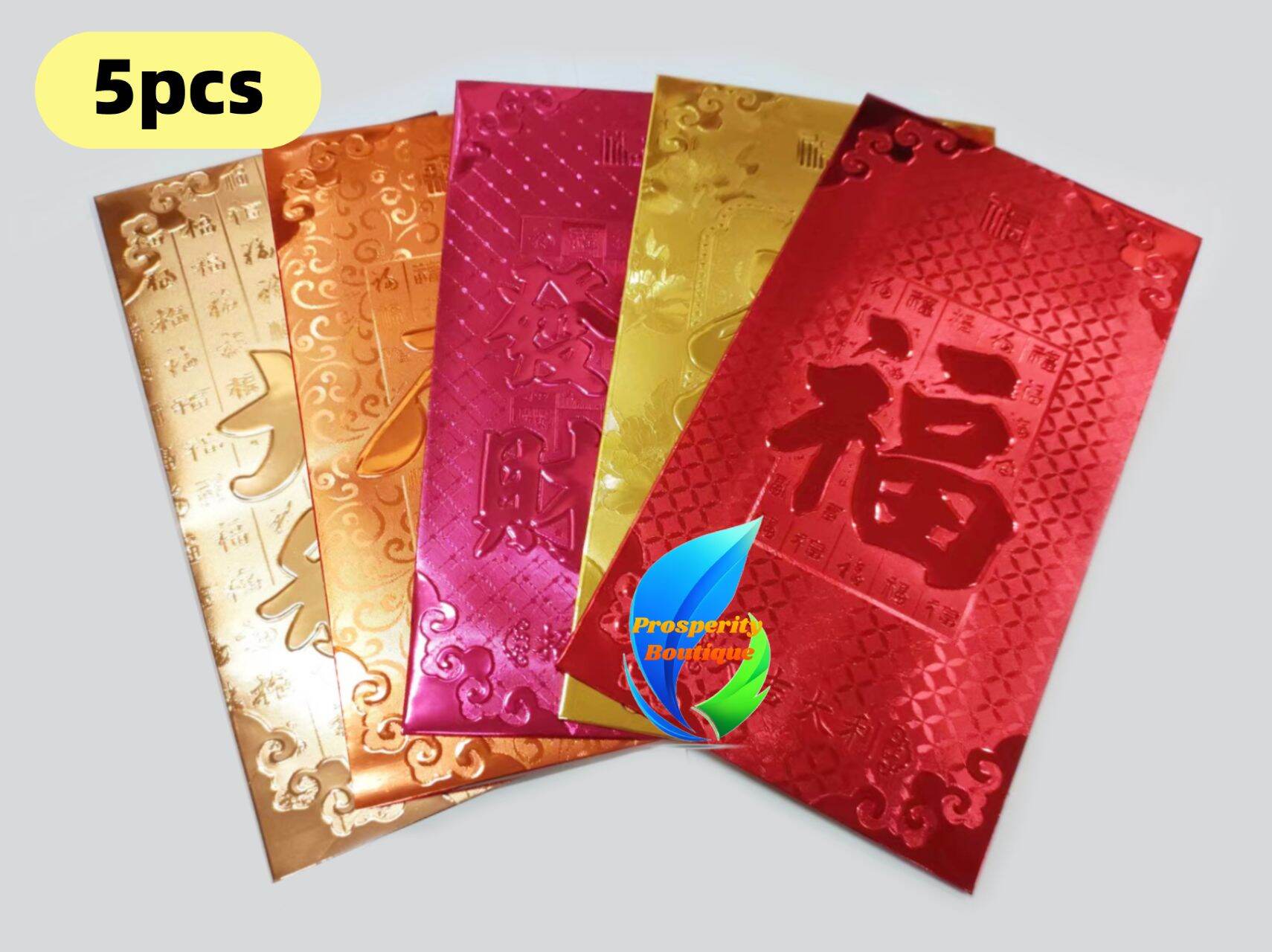 5pcs Gold Angpao Embossed Foil Red Pocket Money Envelope Ampao | Lazada PH