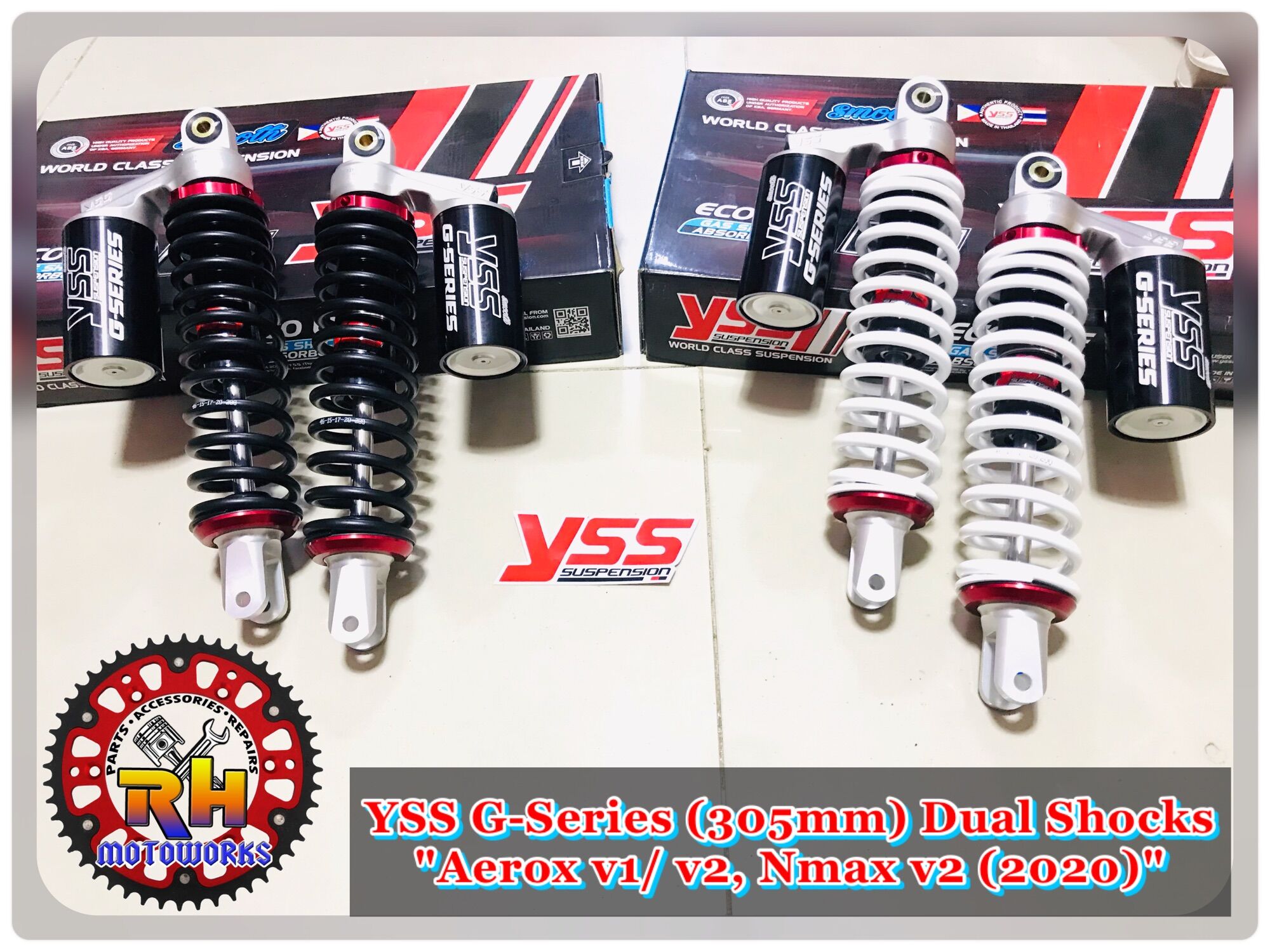 YSS G Series For Aerox V1 v2 And Nmax V2 305mm Dual Rear Shocks YSS G Series For Aerox V1 v2 And Nmax V2 305mm Dual Rear Shocks