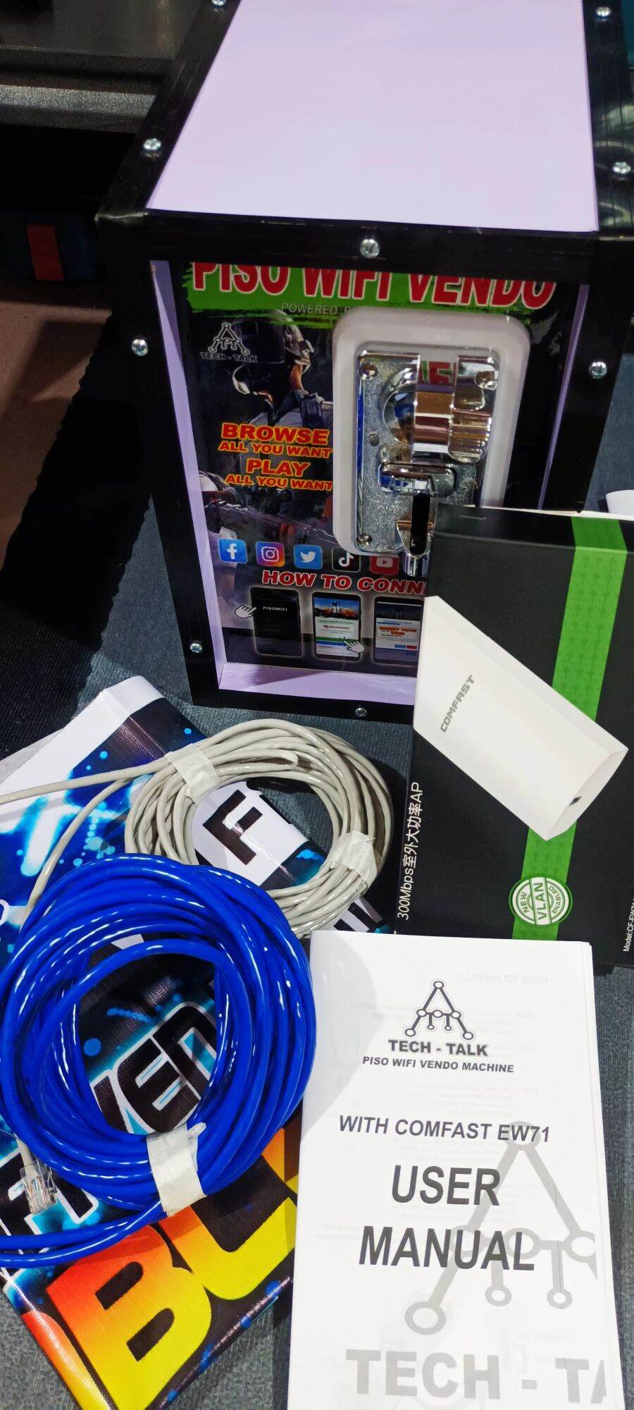 PISO WIFI VENDO MACHINE COMPLETE SET WITH COMFAST EW71 OUTDOOR ANTENNA ...