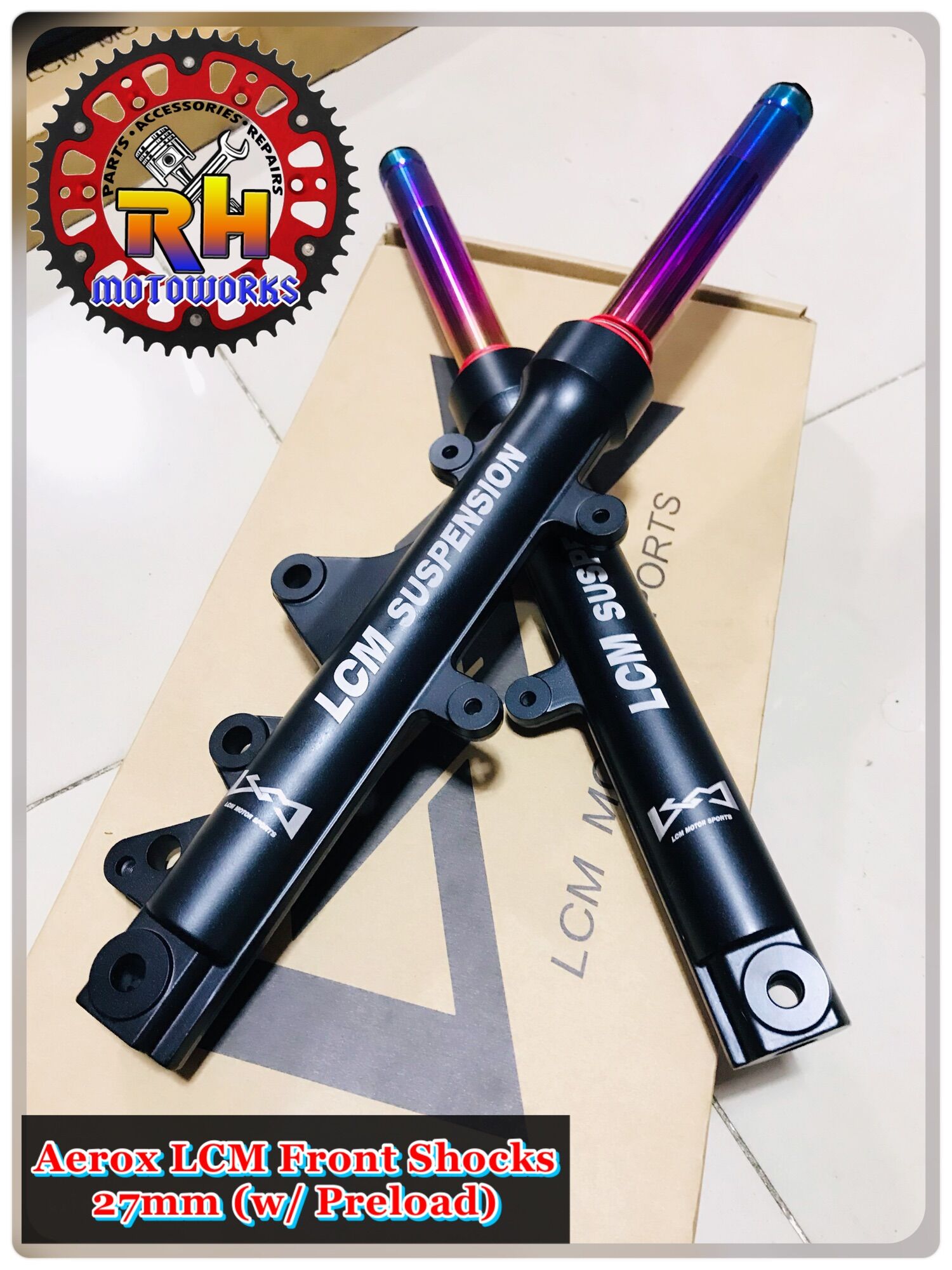 LCM Aerox Front Shocks (27mm) fits to Stock Tpost | Lazada PH