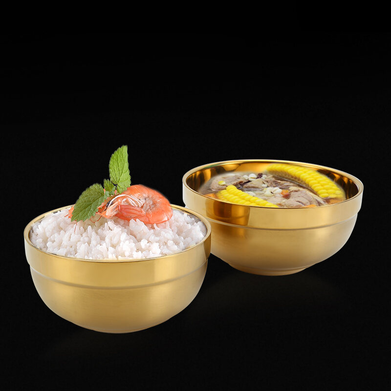 Personalized Golden Bowl Household Golden Rice Bowl Stainless Steel ...