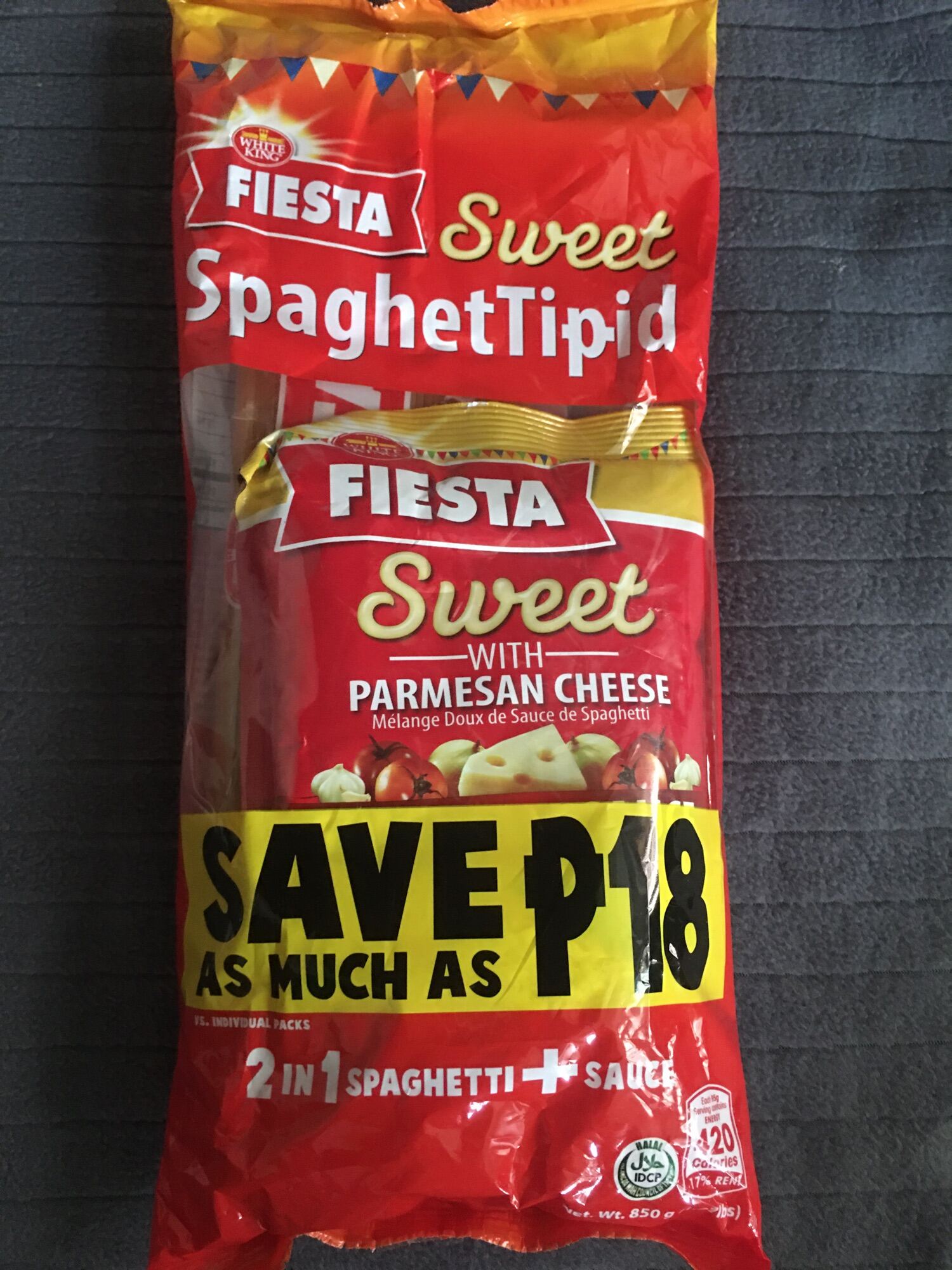 Fiesta sweet spaghettipid 2 in 1 spaghetti 350+sauceparmesan chees 500g ...