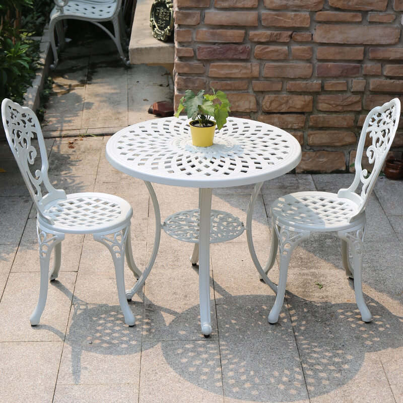 Maike Courtyard Table and Chair Outdoor Dining Tables and Chairs Metal ...