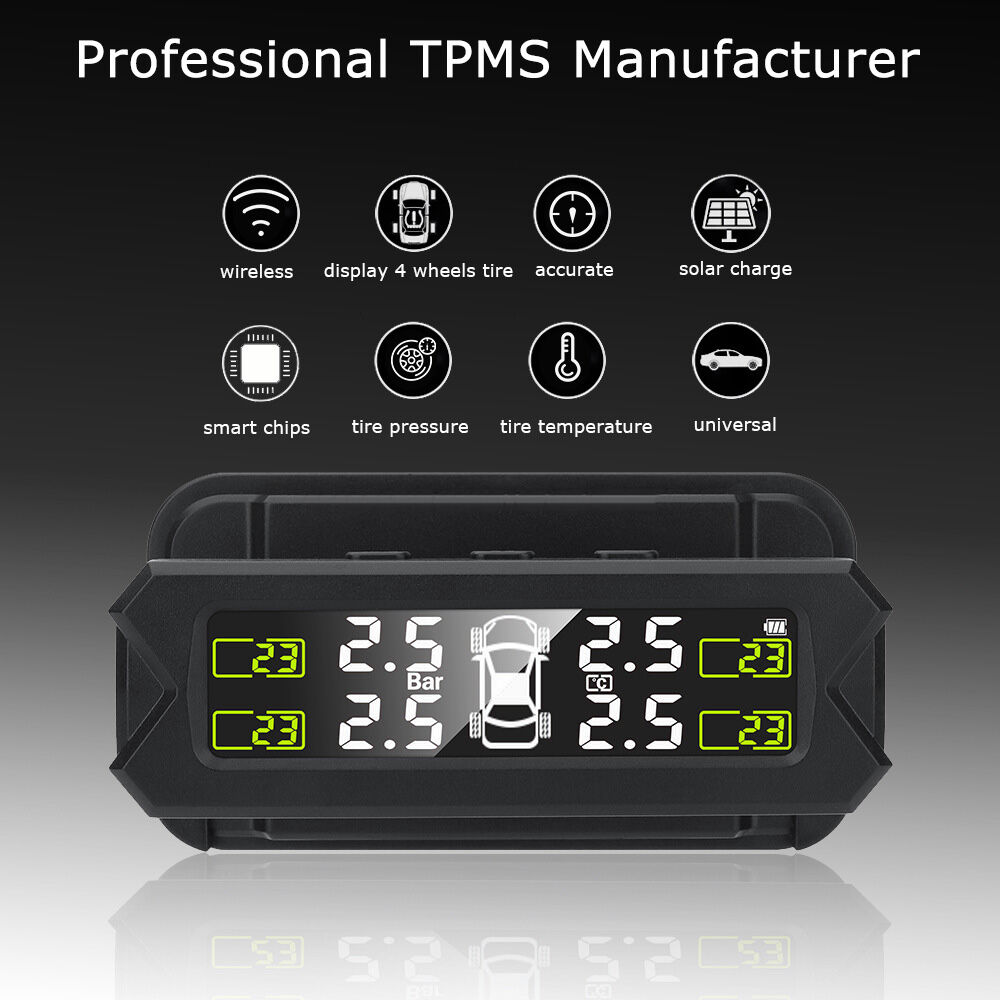 Solar TPMS Car Tire Pressure Monitoring System Sensors Tyre Tester ...
