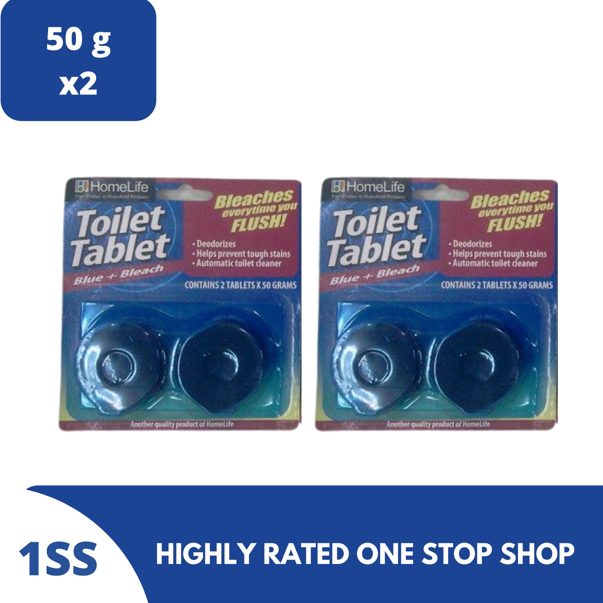 Homelife Toilet Tablet Blue+Bleach, 2 tablets x 50g set of 2 | Lazada PH