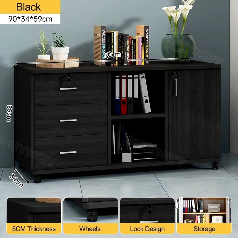 olome Home Office File Cabinet with Lock Wooden Locker Data Storage ...