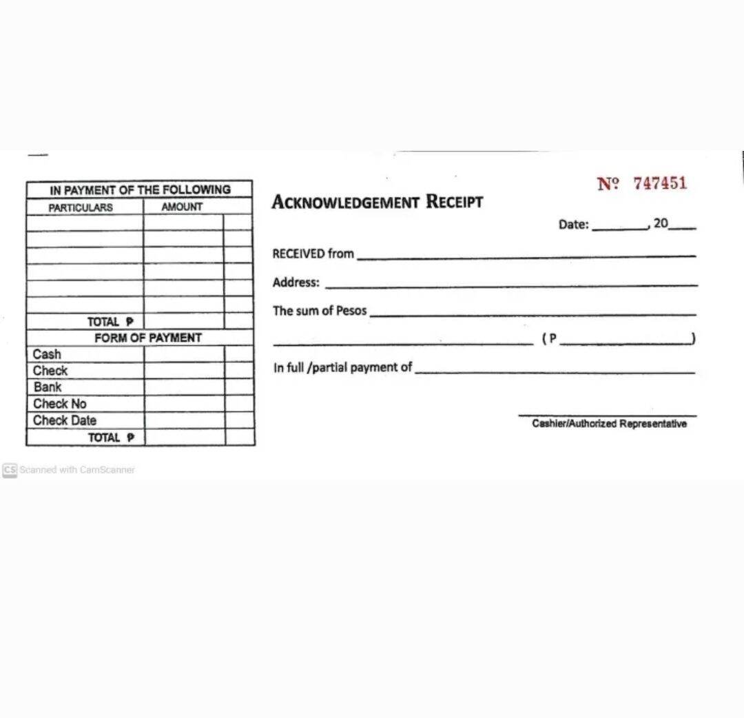 1 PAD/BOOKLET OF CARBONIZED RECEIPT 2PLY/DUPLICATE 50 SHEETS PER PAD ...