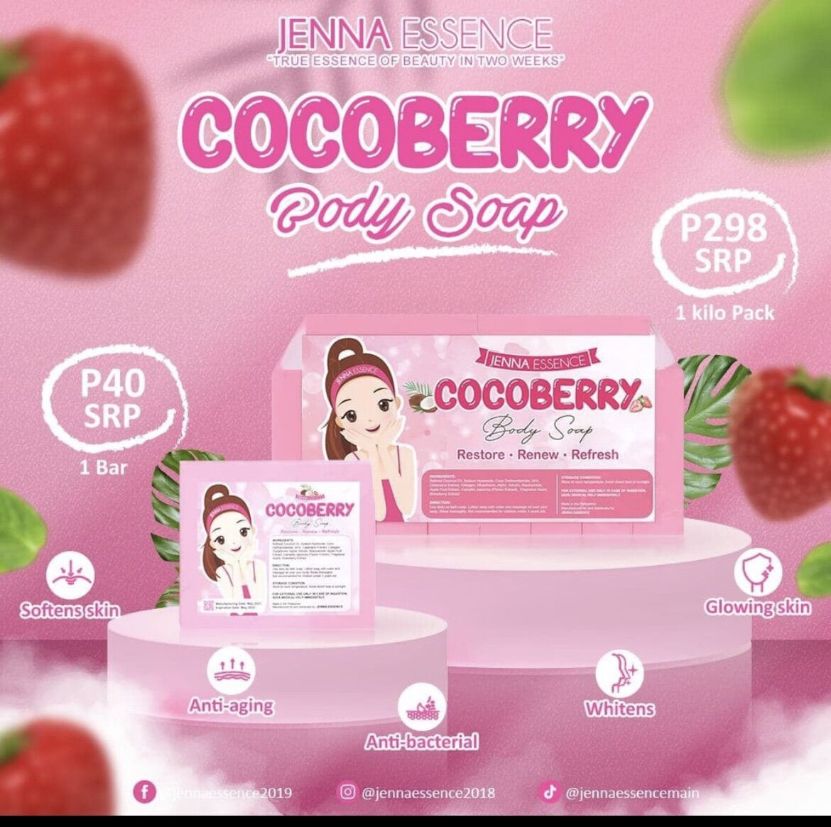 Jenna Essence Cocoberry Soap 1kg with FREE Mesh | Lazada PH
