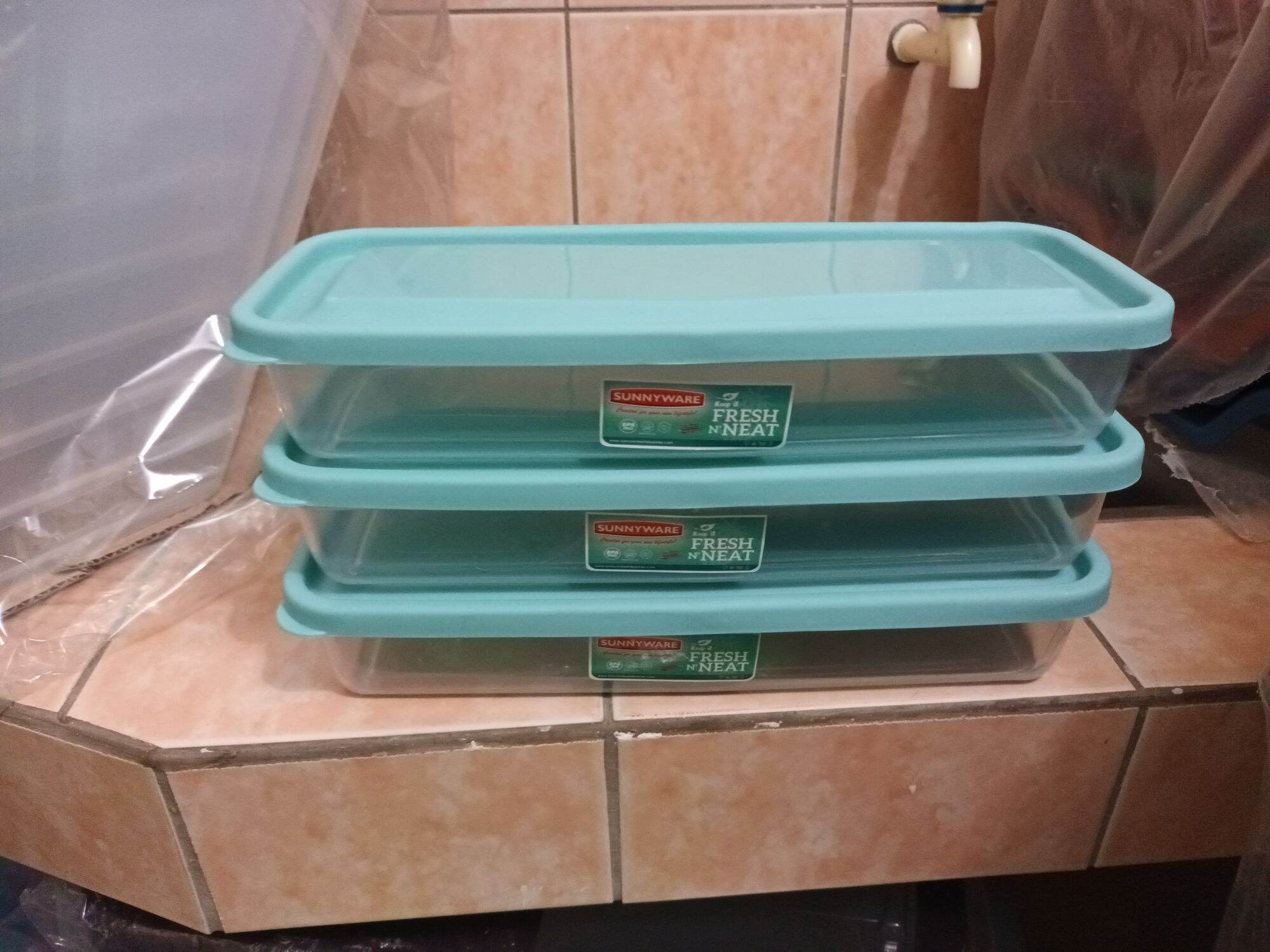 3pcs set 1.2L Rectangular flat food keeper food container microwavable ...