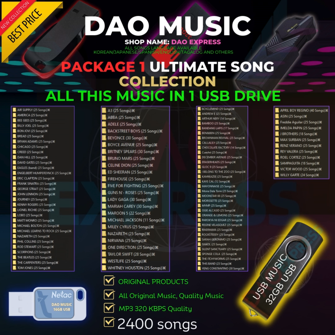 USB FLASHDRIVE WITH SONG Collection Package and Packed | MP3 320 KBPS ...