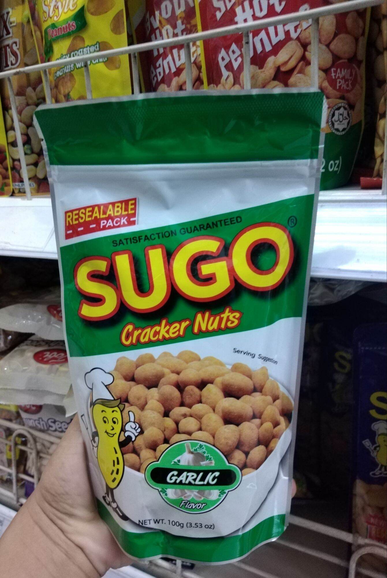 SUGO CRACKER NUTS RESEALABLE PACK 100g, (GARLIC FLAVOR) | Lazada PH