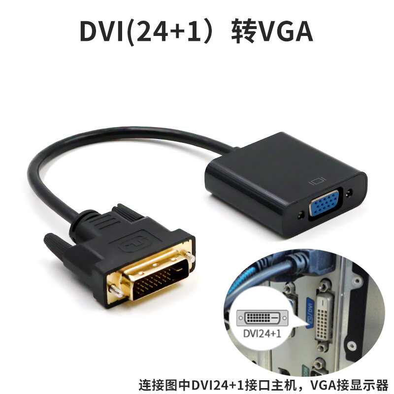 DVI to VGA Converter 18+1 Pin Male to 15-Hole Female Graphics Card ...