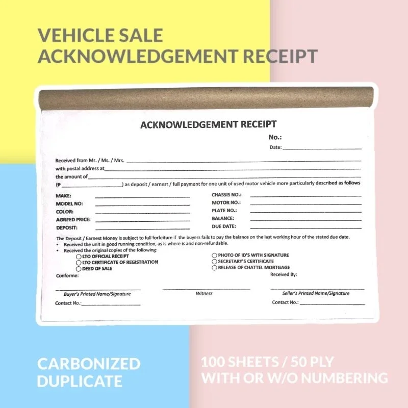 Acknowledgement Receipt for Motor Vehicle / Motor Acknowledgement ...