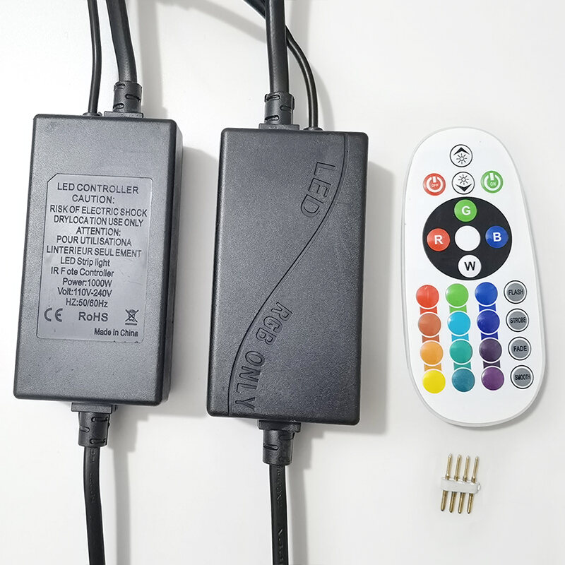 EU Power Plug RGB LED Strip 1000W IR Remote Controller 220V 16 Color ...