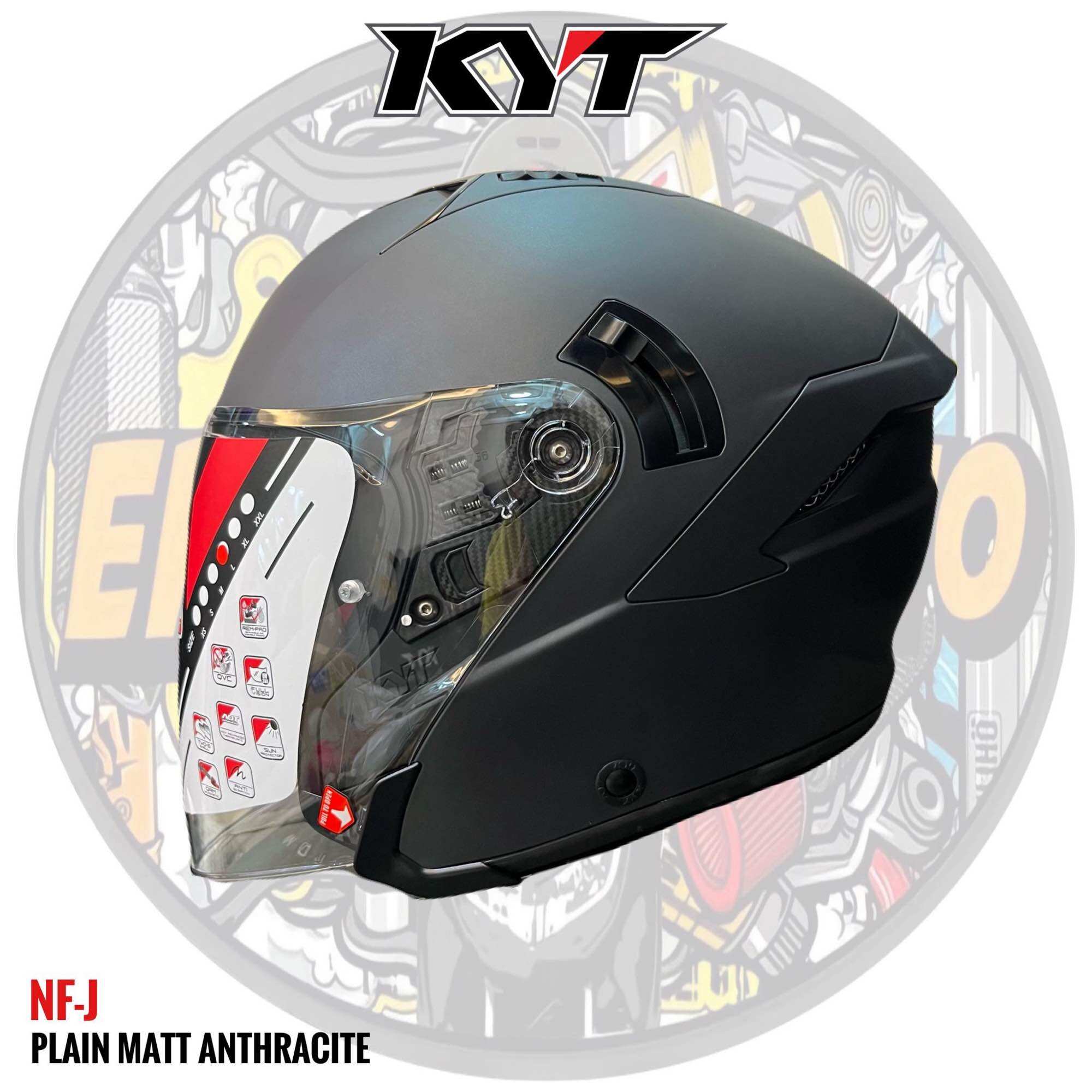 kyt nfj half face dual visor helmet | Lazada PH