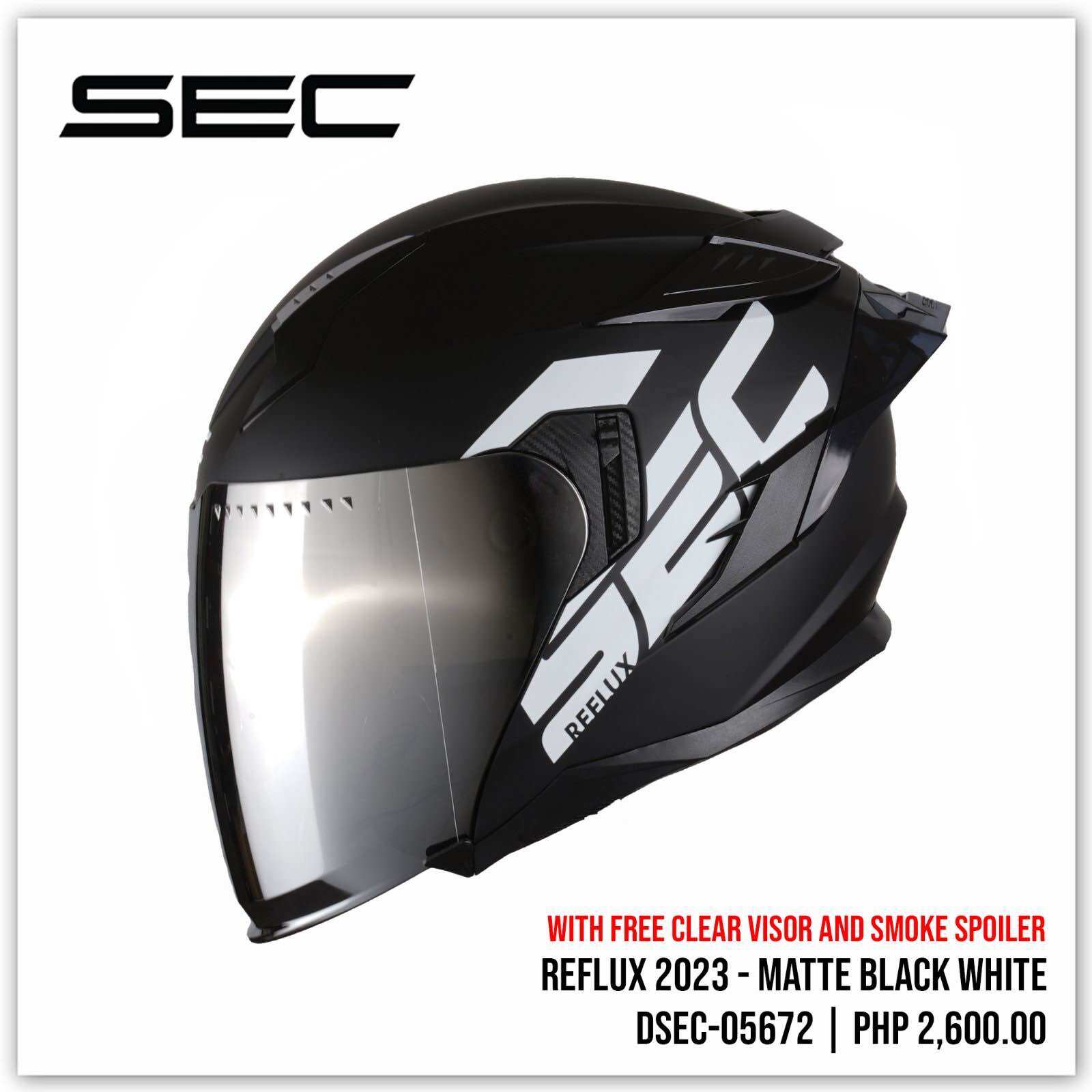 sec half face dual visor helmet reflux with FREE CLEAR LENS & SPOILER ...