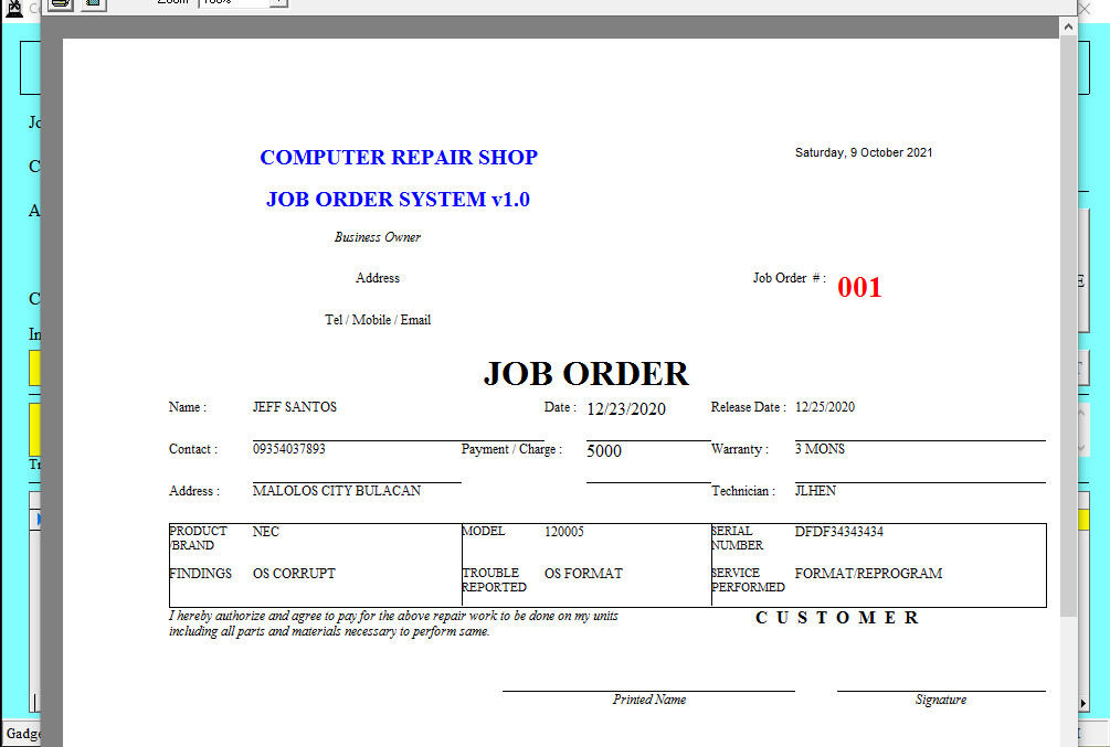 PC / Electronics Job Order Software™ | Lazada PH