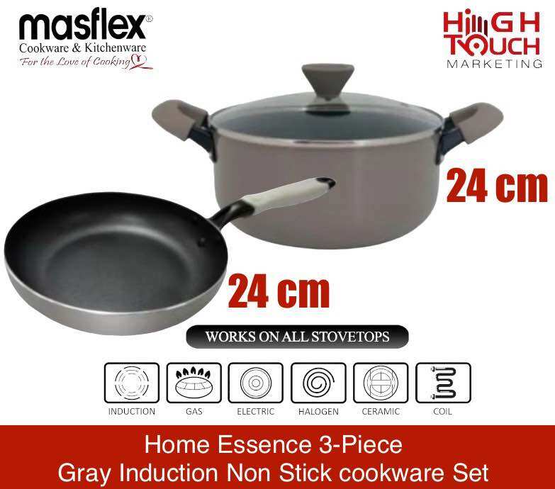 Home Essence By Masflex 3-Piece Gray Induction Non Stock Cookware Set | Lazada PH