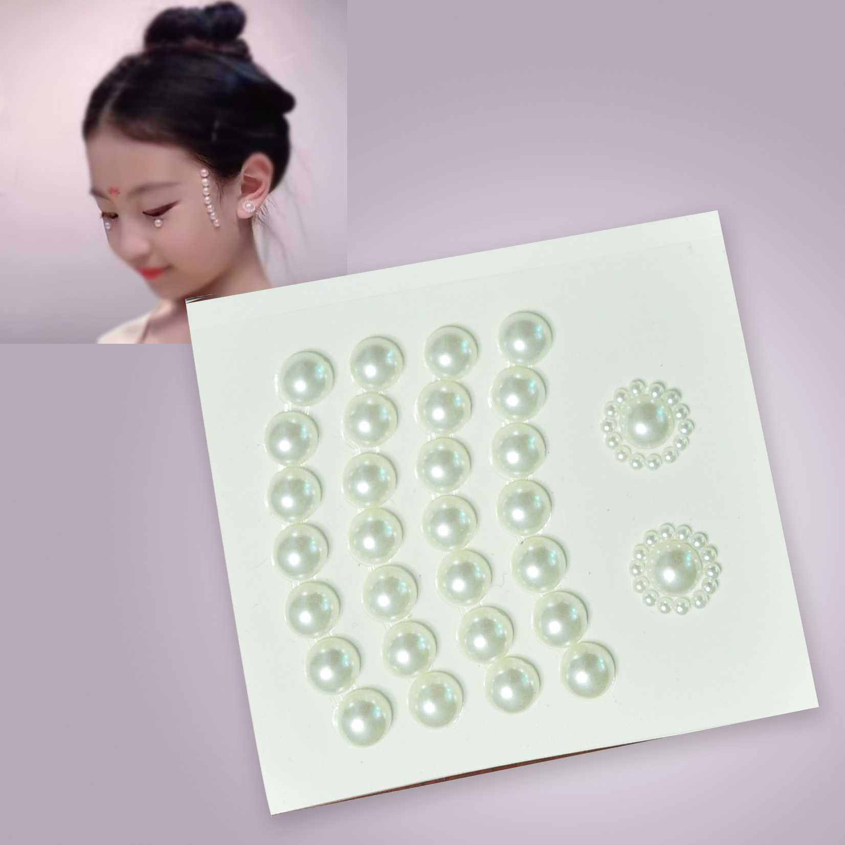 All Sizes Pure White Acrylic Pearl Beauty Mole Face Stickers Ear ...