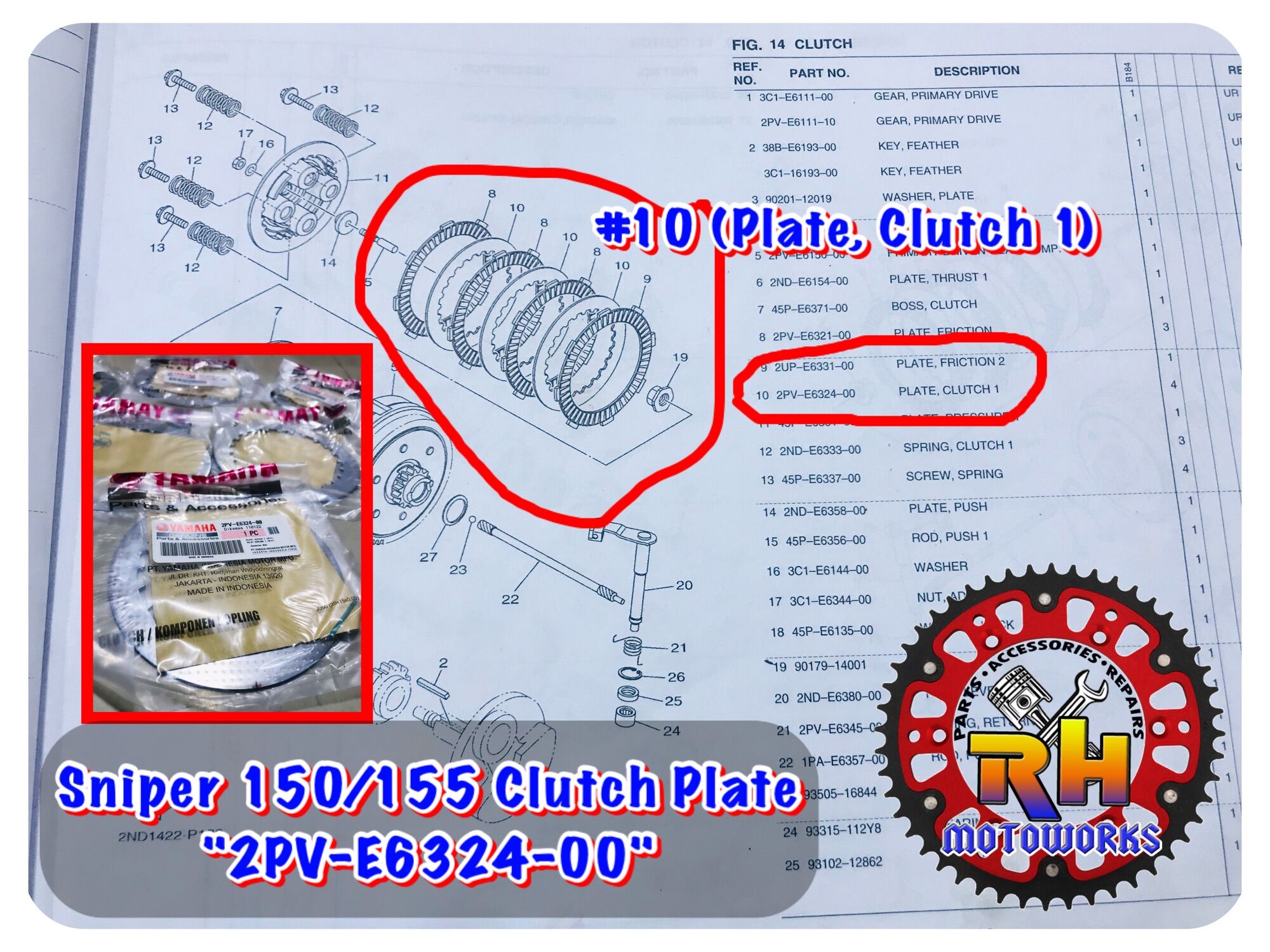 Sniper 150/155 Clutch Plate (2PV-E6324-00) YAMAHA GENUINE PARTS | Lazada PH